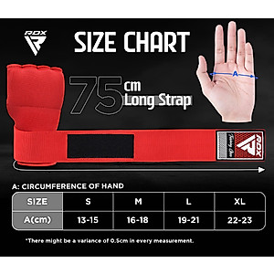 RDX Gel Boxing Hand Wraps Inner Gloves Men Women, Quick 75cm Long Wrist Straps, Elasticated Padded Fist Under Mitts Protection, Muay Thai MMA kickboxing Martial Arts Punching Training Bandages