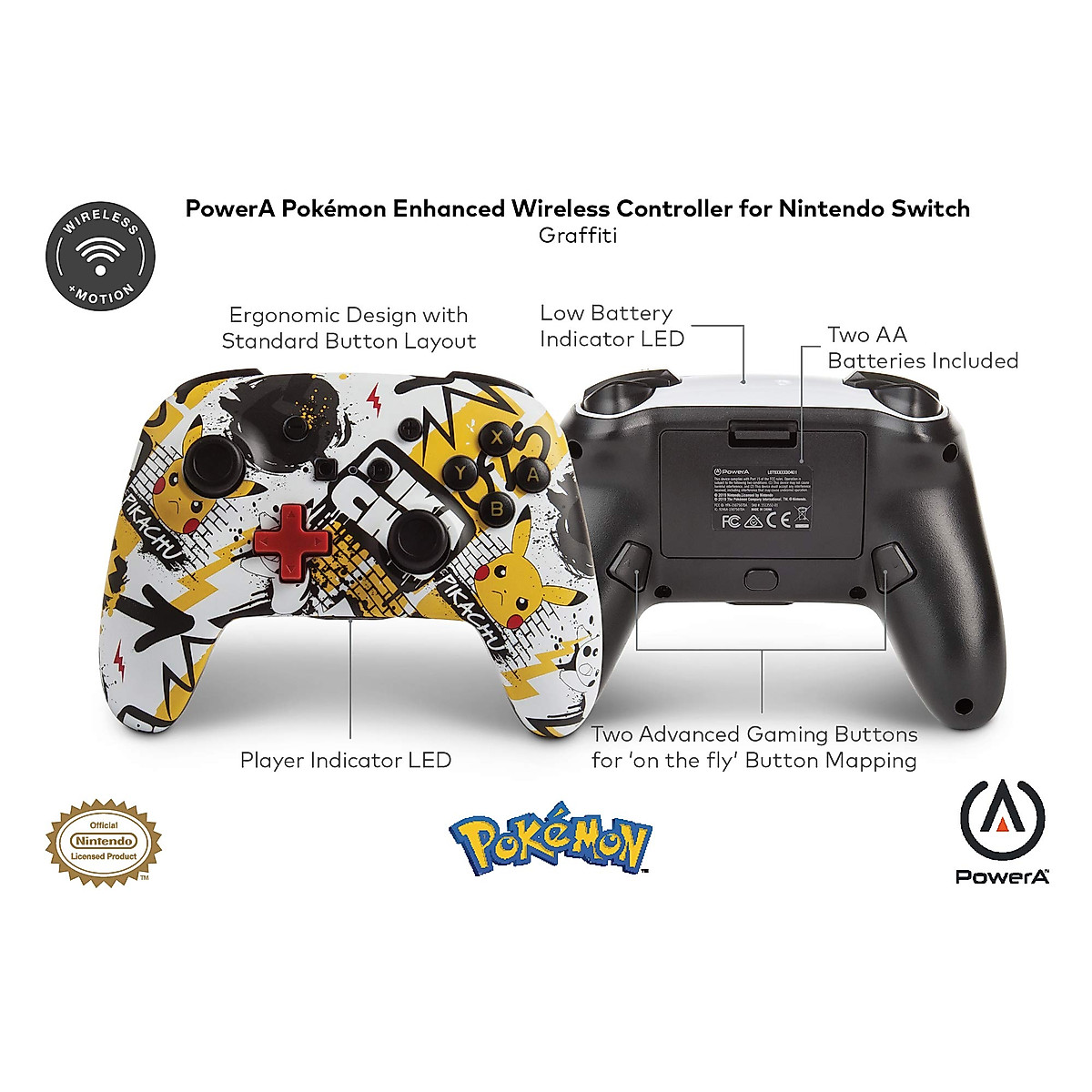 PowerA Enhanced Wireless Controller for Nintendo Switch - Pokemon Graffiti - Nintendo Switch