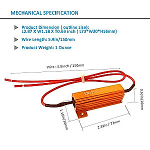 (2 Pack) 50 Watt 25 Ohm Wirewound Resistor Aluminum Case Chassis Mount 50W 25 Ohm Wire Wound Resistor Electrical Install Parts, Electrical Resistor Kit