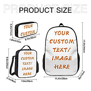 JQKPOKE Custom Backpack for Boys Girls Add Your Name School Bag Teens Rucksack Set Lunch Bag Pencil Case Elementary Bookbag Cute Animal 3-Pcs