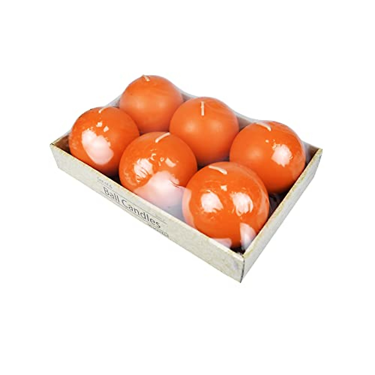 Zest Candle 6-Piece Ball Candles, 3-Inch, Orange