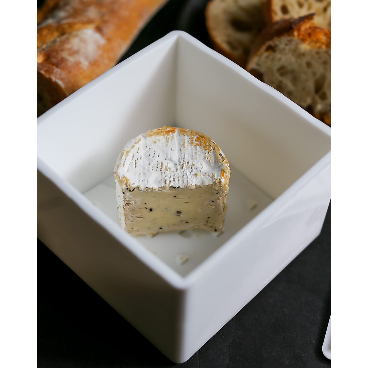 CapaBunga Cheese Vault for Soft Cheese - Reusable Artisan Cheese Storage Container for Fridge - Food Grade Silicone Cheese Container 5x5x3.5” - Easy to Clean Cheese Keeper for Refrigerator – White