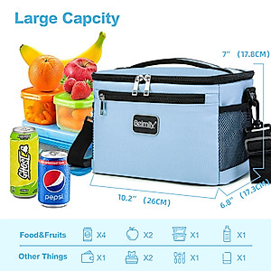 BEIMILY Insulated Lunch Bag 2 Pack Box for Women/Men,Small Soft Sided Cooler Hand bags,Leakproof Reusable Lunchbox,lunch box work with Adjustable Shoulder Strap (blue+Sky blue),2305AC