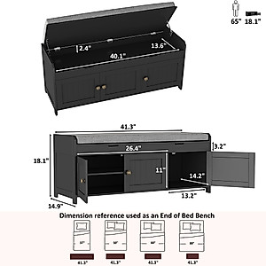 HOMEFORT 41.3" Shoe Bench with Lift Top Storage, Entryway Storage Bench with Cushioned Seat, Wooden End of Bed Bench, Shoe Cabinet Bench with Hidden Storage Space, for Bedroom, Hallway(Black)
