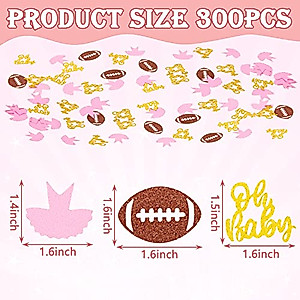 300 Counts Gender Reveal Confetti Baby Touchdowns or Tutus Table Confetti Football Confetti Red and Gold Summer Confetti Sprinkle Paper Scatter Girl Gender Reveal Party Decorations (Football)