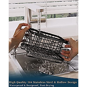 Consumest Sponge Holder Kitchen Sink Caddy Organizer, kitchen sink organizer with Drip Tray for Countertop, SUS304 Stainless Steel Rustproof Soap Sponge and Dish Brush Holder - Black