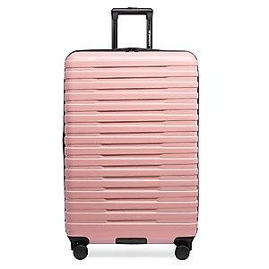 U.S. Traveler Boren Polycarbonate Hardside Rugged Travel Suitcase Luggage with 8 Spinner Wheels, Aluminum Handle, Pink, Checked-Large 30-Inch
