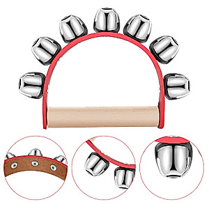 6 Pieces Christmas Caroling Sleigh Bells Handheld Sleigh Bells Instrument Handheld Jingle Ring Sleigh Bells Musical Bell Instrument Wooden Handle Bells for Christmas Valentines Crafts Decor (7 Bells)