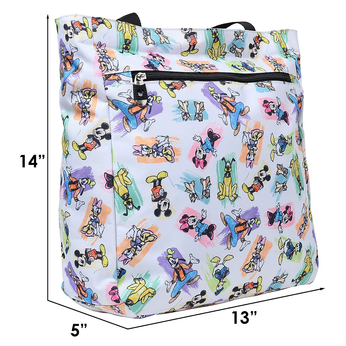 Disney Zipper Tote Travel Bag Mickey Minnie Donald Daisy Goofy Pluto Print
