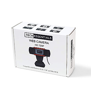 Tech Essentials Black 720P Webcam for New Version Zoom & Skype
