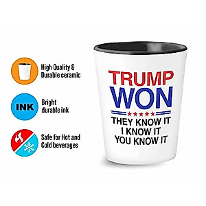 Bubble Hugs Politics Shot Glass 1.2oz - Trump Won They Know It I Know It You Know It - Funny Political View Politicians Republicans President