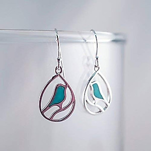 Boma Jewelry Sterling Silver Turquoise Bird Teardrop Inlay Earrings