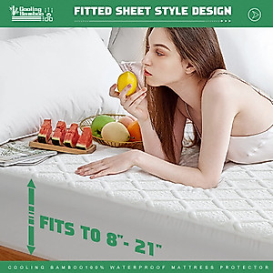 UNILIBRA Queen Size Waterproof Mattress Protector, 3D Air Rayon Made from Bamboo Cooling Mattress Cover, Breathable Deep Pocket Mattress Pad Fits to 8''-21'' White