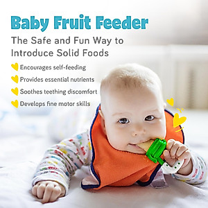 Baby Fruit Pacifer Feeder 2 Pack Perfect for Introducing Solid Foods 6-12 Months Fresh Food Feeder Baby Chupon para Frutas de Bebe (Pink and Green) - Ashtonbee