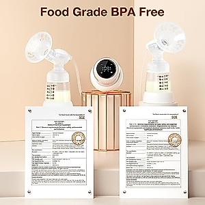 Breast Pump Electric, Wearable Breast Pump Baby Breastfeeding, Strong Suction 4 Mode & 9 Levels, Double|Portable Breast Pump Painless & Low Noise 18|21mm Flanges Fit Different Moms