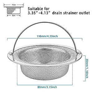 haodex 2PCS Stainless Steel Kitchen Sink Strainer,4.33" Diameter