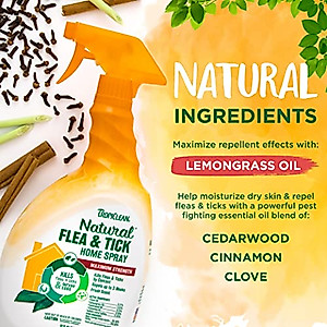 TropiClean Natural Flea and Tick Spray for Home | Maximum Strength Flea Spray for Carpet and Furniture | Family-Friendly & Safe | Made in the USA | 32oz