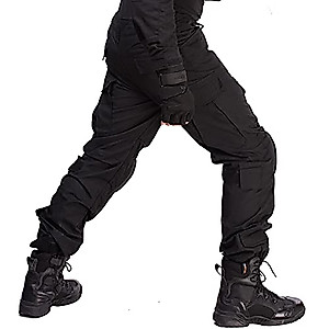 HAN·WILD Combat Pants Tactical Pant with Knee Pads Multicam Rip-Stop Trousers Airsoft Hunting Pants (Black, XL)