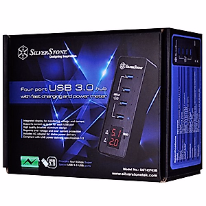 SilverStone Technology Smart Four Port USB 3.0 Hub with Fast Charging & Power LED Meter EP03B (RL-EP03B)
