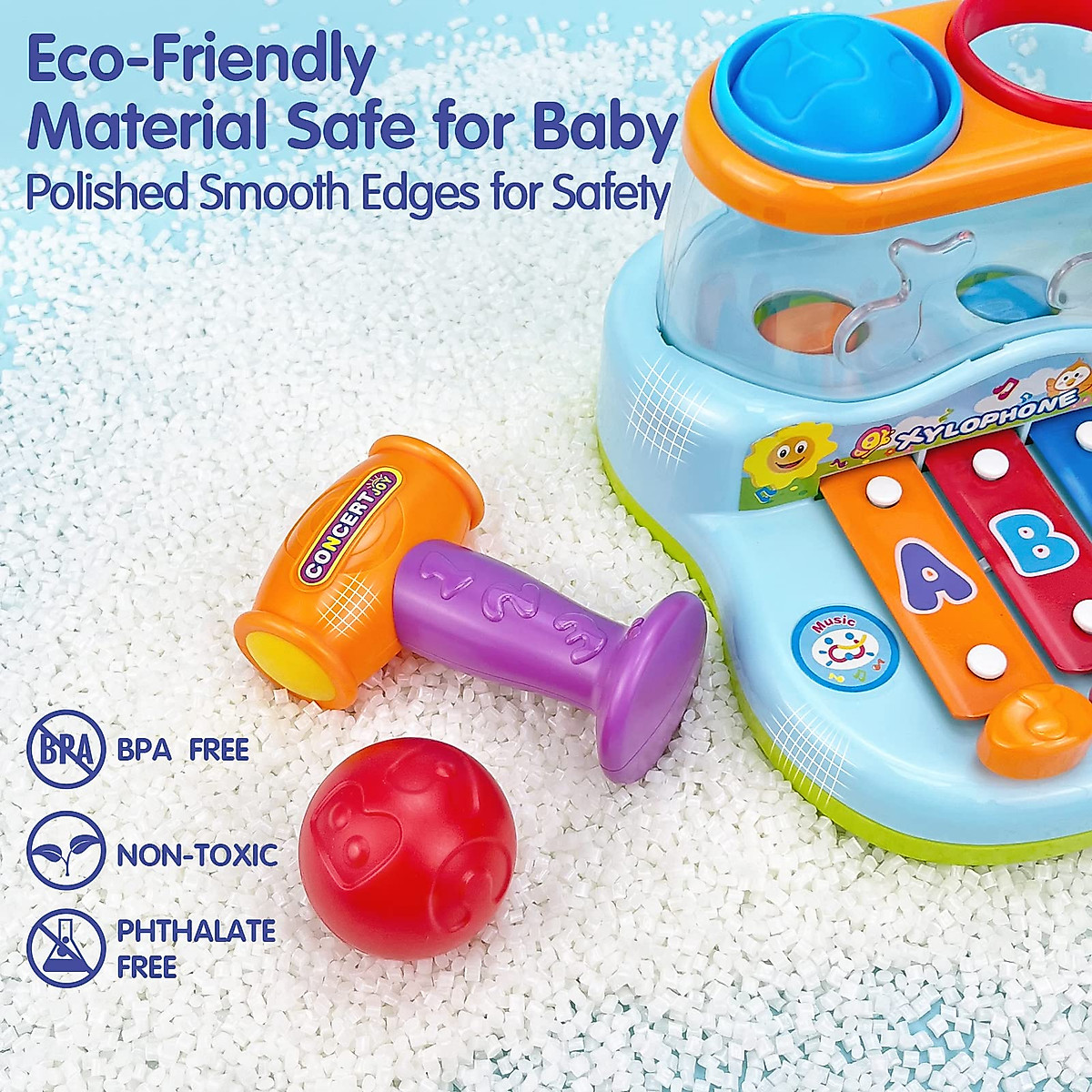 HOLA Toys for 1 Year Old Boy Gifts Baby Toys 12-18 Months, Baby Toys 6 to 12 Months Toy Hammer with Music Sound & Light, Grab Shake Pound 9 Month Old Baby Boy Girl Toys 1 Year Old Boy Birthday Gift