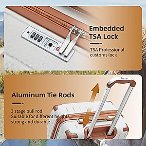 Melalenia Luggage 10 Piece Sets Clearance,Large Suitcase Set Spinner Wheels with TSA Locks,Hard Shell Luggage Sets for Women Travel Suitcase (White brown)