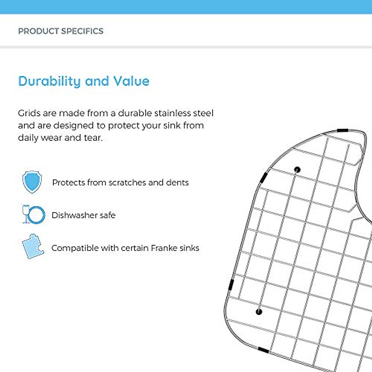 MR Direct Stainless Steel 1915-FR-G Kitchen Grid, Compatible with Select Franke Sinks