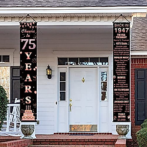Pimvimcim 75th Birthday Decorations Back in 1947 Cheers to 75 Years Door Banner for Women, Rose Gold Happy 75 Birthday Party Porch
