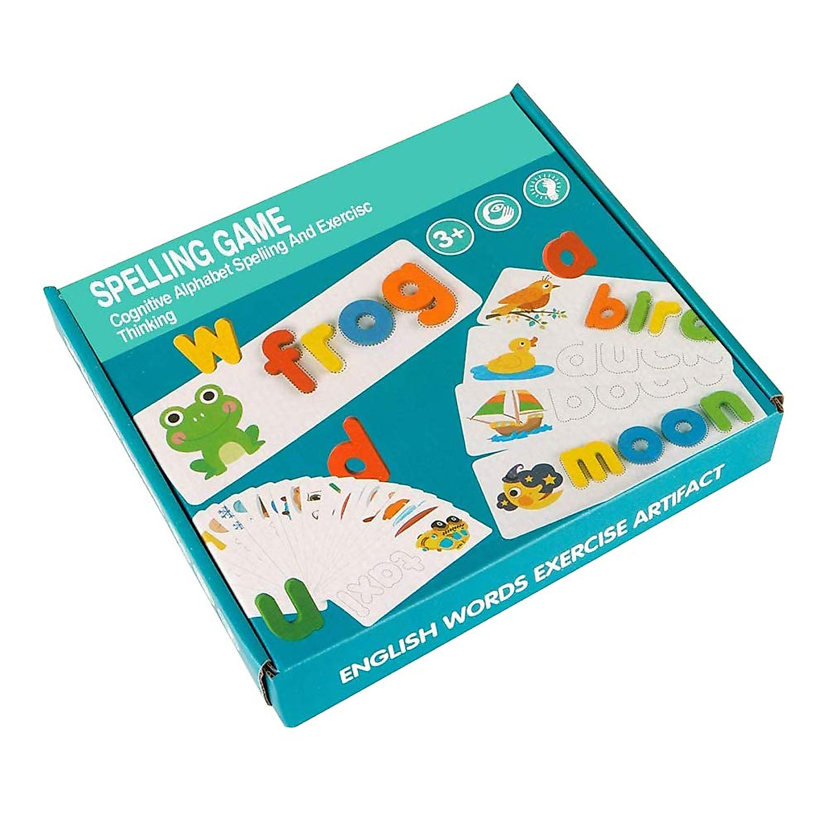 MoinKidz See & Spell Matching Letter Toy Learning Educational Toys for 3 4 5 6 Years Old Boys and Girls Preschool Learning Activities Shape & Color Recognition Game CVC Word Builders for Kids