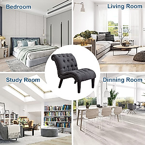 HAOBO Home Accent Chair Button Tufted Slipper Chair Armless Side Chair for Living Room Dining Room Bedroom Funiture