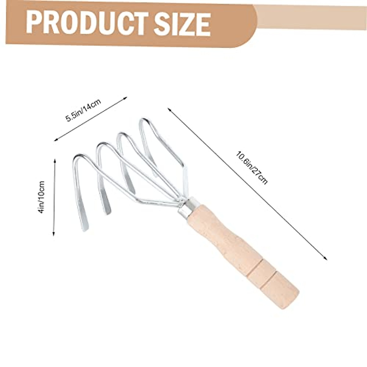 Gardening Rake 1pc Four-Tooth Rake Cleaning Tool Shrub Rake Gardening Tool Tools Handheld Gardening Cultivator Japanese Tools Garden Tractor Rake Digging Tool Wood Forging Leaf