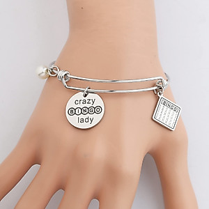 Gzrlyf Bingo Bracelets for Women Crazy Bingo Lady Jewelry Funny Bingo Gifts for Bingo Players Bingo Lovers Gifts(crazy bingo lady)