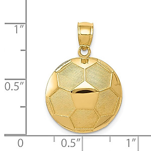 Diamond2Deal 14k Yellow Gold Soccer Ball Pendant (L- 24 mm W- 17 mm)
