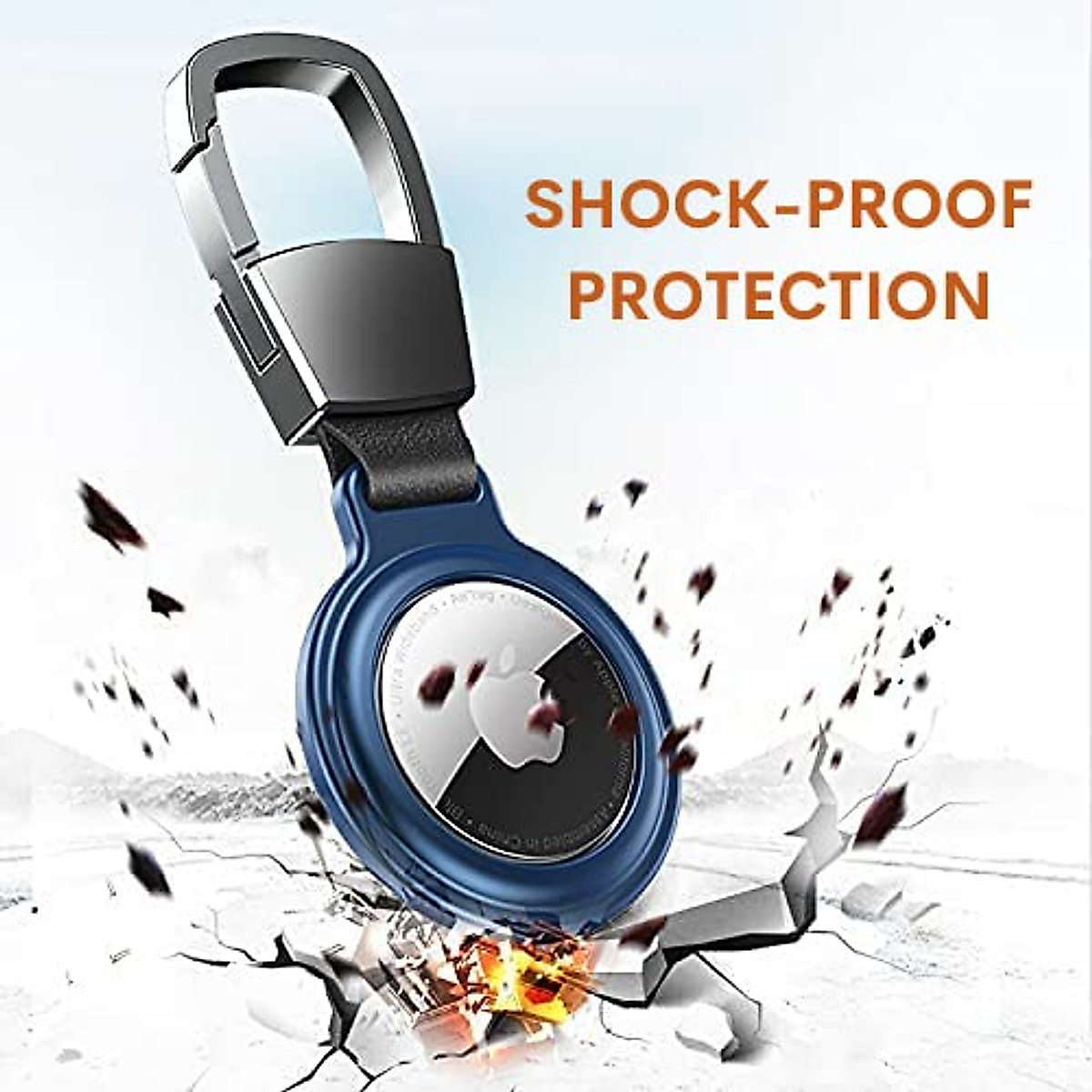 Deluxe AirTag Keychain, Metal and PU Leather Key Ring for Apple AirTag, Air Tag Key Anti-Loss Device (Gold)