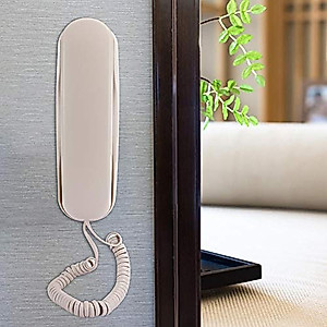 M ugast Corded Telephone,Wired Mini Slim-line Table/Wall-Mountable Telephone Landline,for Office/Hotel/Bedroom/Elevator/Bathroom,Beige