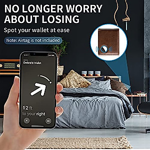 Swallowmall AirTag Wallet Men RFID Blocking Genuine Leather Bifold Mens Wallet For AirTag 1 ID Window 12 Card Holders Gift Box (Airtag Not included) (Classic, CoffeeBrown)