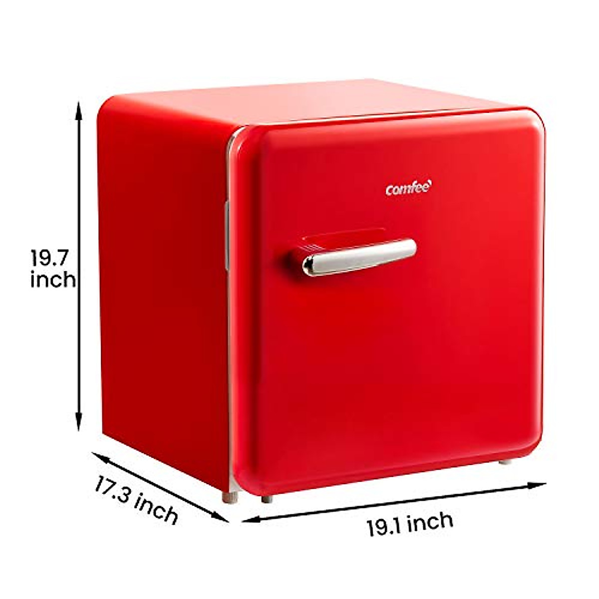 COMFEE 1.6 Cubic Feet Solo Series Retro Refrigerator Sleek Appearance HIPS Interior, Energy Saving, Adjustable Legs, Temperature Thermostat Dial, Removable Shelf, Perfect for Home/Dorm/Garage [Red]