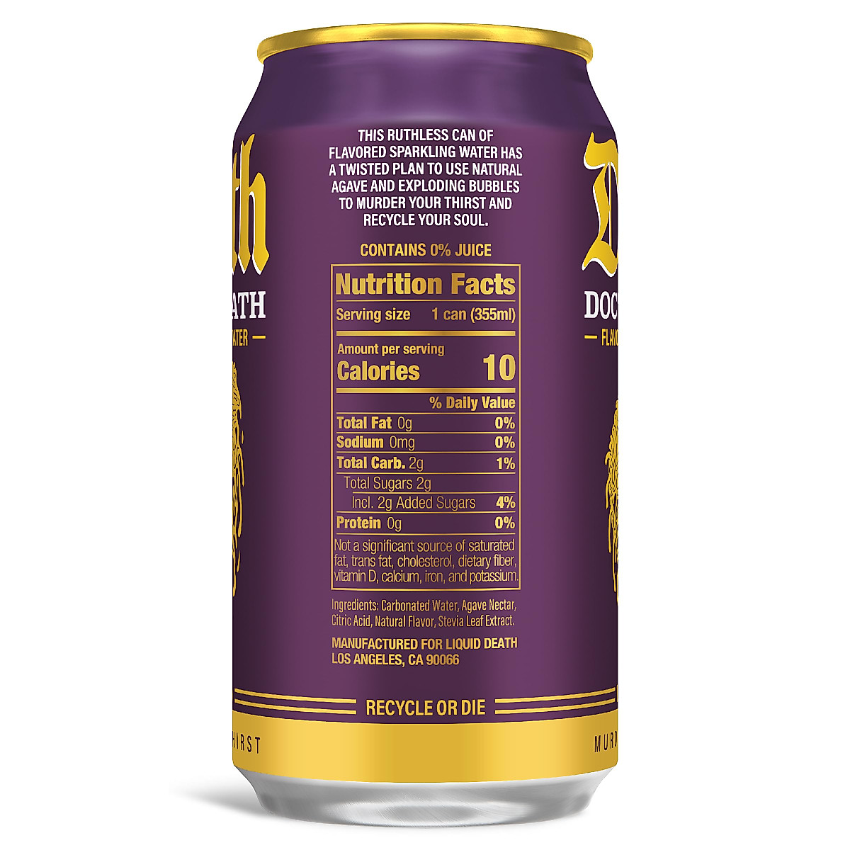 Liquid Death, Doctor Death, Soda-Flavored Sparkling Water, 12-Pack (12oz Cans), Low Calorie & No Artificial Sweeteners