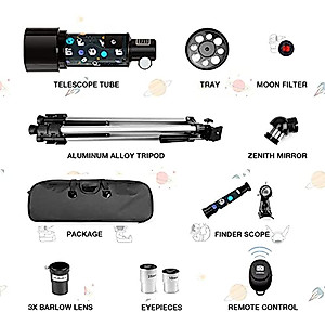 FREE SOLDIER Telescopes for Kids and Adults Astronomy, 70mm Aperture and 400mm Focal Length Professional Astronomy Telescope for Beginners with Smartphone Adapter Carry Bag Adjustable Tripod