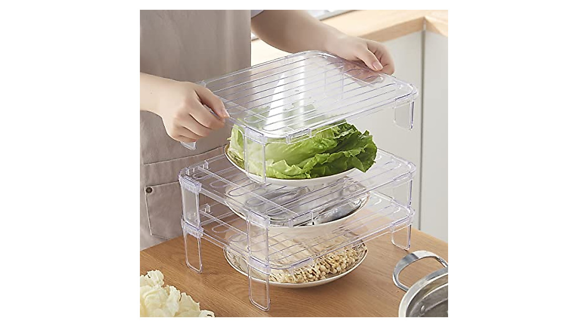 Refrigerator Organizer Shelf, Fridge Stackable Storage Rack 2 PACK ...