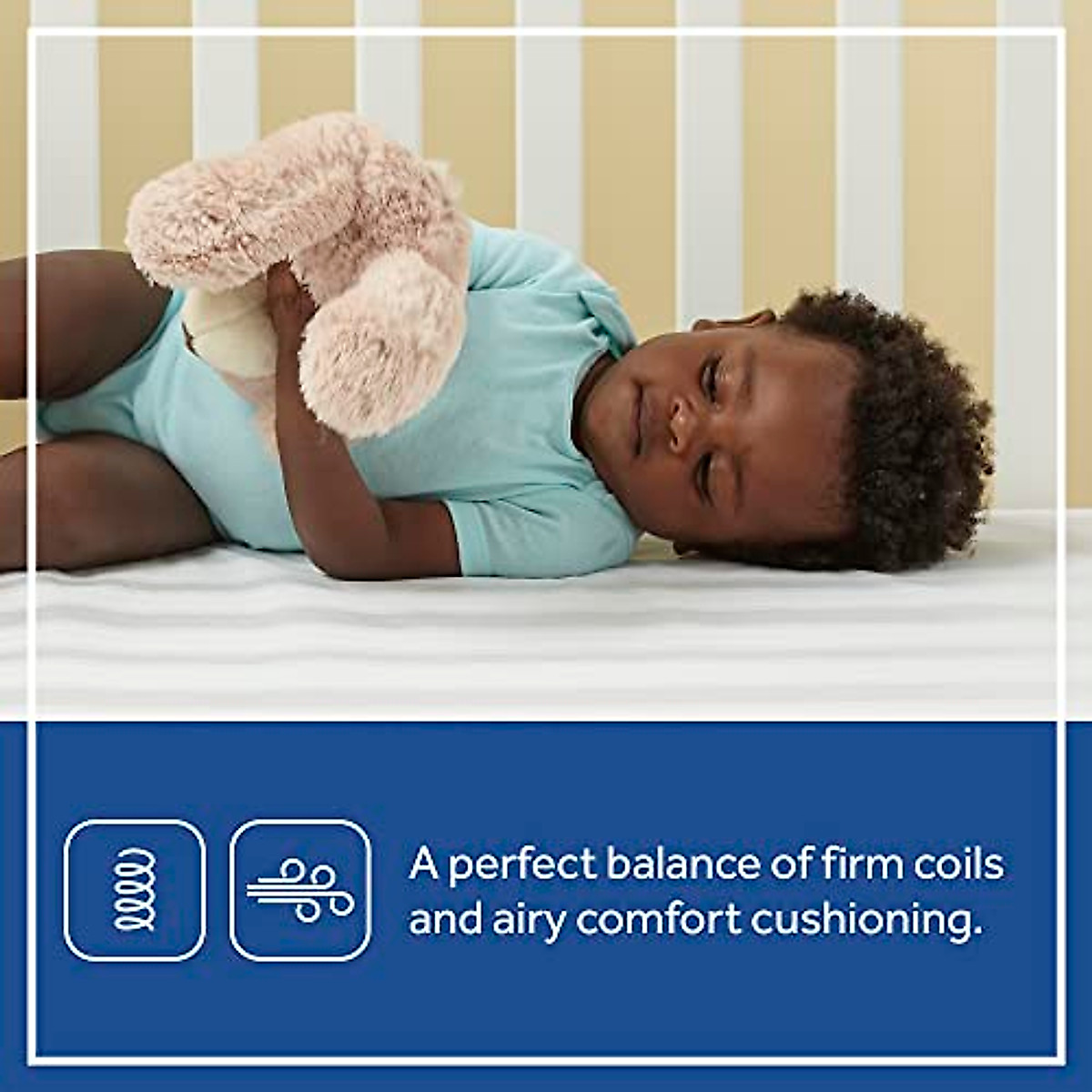 Sealy Perfect Rest Extra Firm Baby Crib Mattress and Toddler Mattress, Waterproof Crib Mattress, 150 Premium Coils, Made in USA, 52"x28", Grey, 1 Count (Pack of 1)