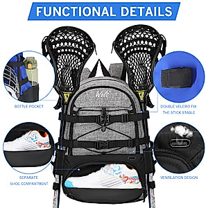 WOLT | Lacrosse Bag-Lacrosse Backpack with Two Sticks Holder-Large Field Hockey Bag Holds All Lacrosse Gears