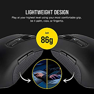 Corsair M55 RGB Pro Wired Ambidextrous Multi-Grip Gaming Mouse - 12,400 DPI Adjustable Sensor - 8 Programmable Buttons - Black