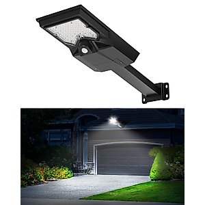 F-TECK Bright Solar Powered Street Lights Outdoor Motion Sensor Flood LED with Waterproof for Outside Backyard, Driveway, Parking Lot, Garage, Barn, Security Area Lighting with Remote Control Switch