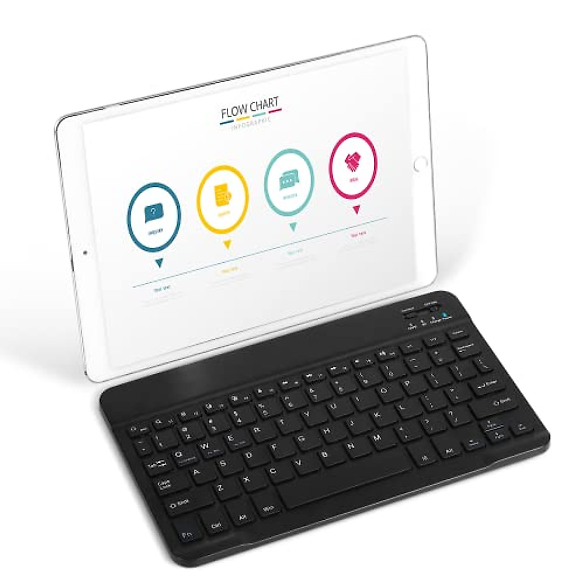 Ultra-Slim Rechargeable Bluetooth Keyboard Compatible with Microsoft Surface Duo and Other Bluetooth Enabled Devices Including All iPads, iPhones, Android Tablets, Smartphones, Windows pc, Black