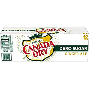Canada Dry Zero Sugar Ginger Ale Soda, 12 fl oz cans (Pack of 12)