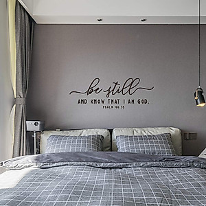 Be Still and Know That I AM GOD - Psalm 46:10 - Bible Verse Wall Decal Scripture Quotes Décor Religious Inspirational Words Art Handwriting Stickers Carved Pure Black Vinyl Separated Letters