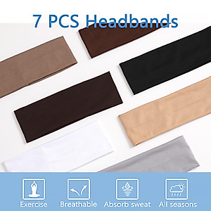 7 PCS Assorted Women's Headbands - Soft Fabric Hair Bands for Thick and Thin Hair, Cloth Headbands for Yoga, Casual Outfits and Workouts