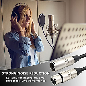 TECKOON XLR Male to Female Microphone Cable, Balanced Mic Patch Cord for Microphones, Mixers, Speakers, DMX Lighting, Studio and Live Applications- 6feet, 2pack