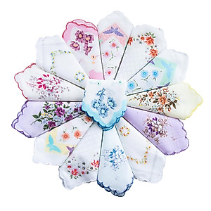 La closure Women's 100% Cotton Handkerchiefs Print Floral Handkerchief Assorted Pack