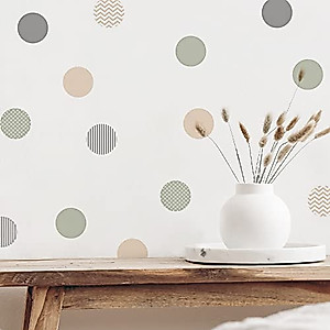 QUCHENG Boho Polka Dots Wall Decal Stickers Kids Toddler Bedroom Removable Circle Stickers Decor Nursery Livingroom Vinyl Waterproof Wall Decoration 6 Sheets